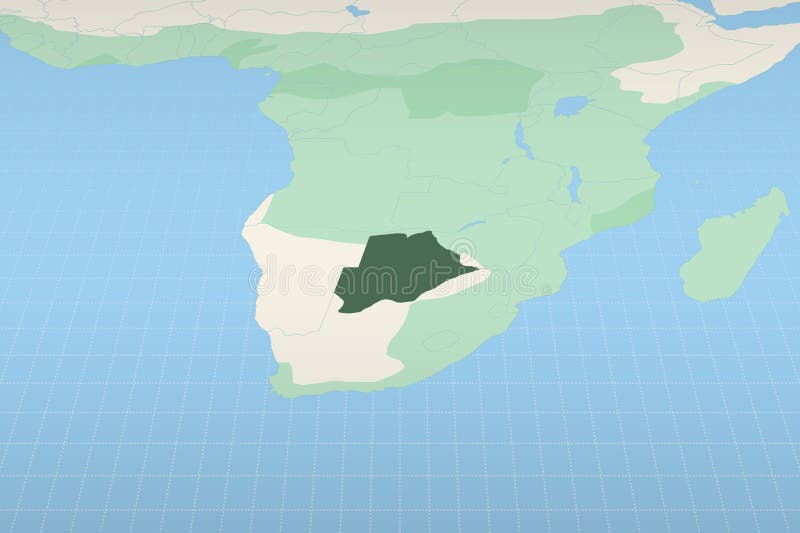 Botswana Highlighted on a Detailed Map, Geographic Location of Botswana ...