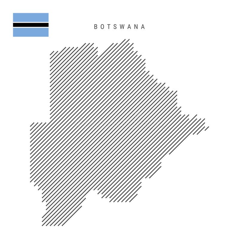 Botswana Map from Pattern of Black Slanted Parallel Lines. Flat Vector ...