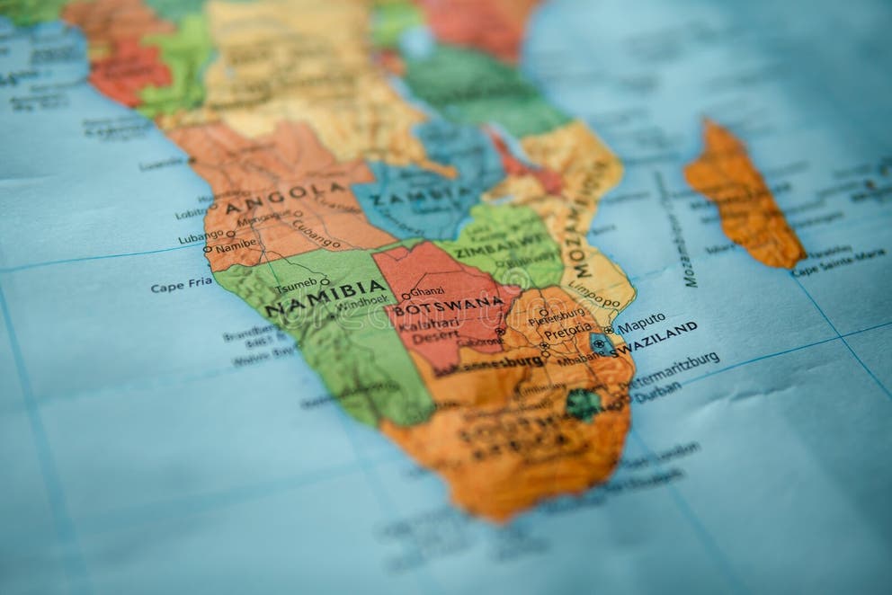 Botswana on a Map. Selective Focus on Label Stock Image - Image of ...