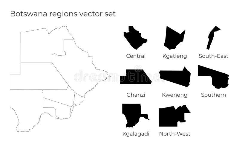 Botswana Map with Shapes of Regions. Stock Vector - Illustration of ...