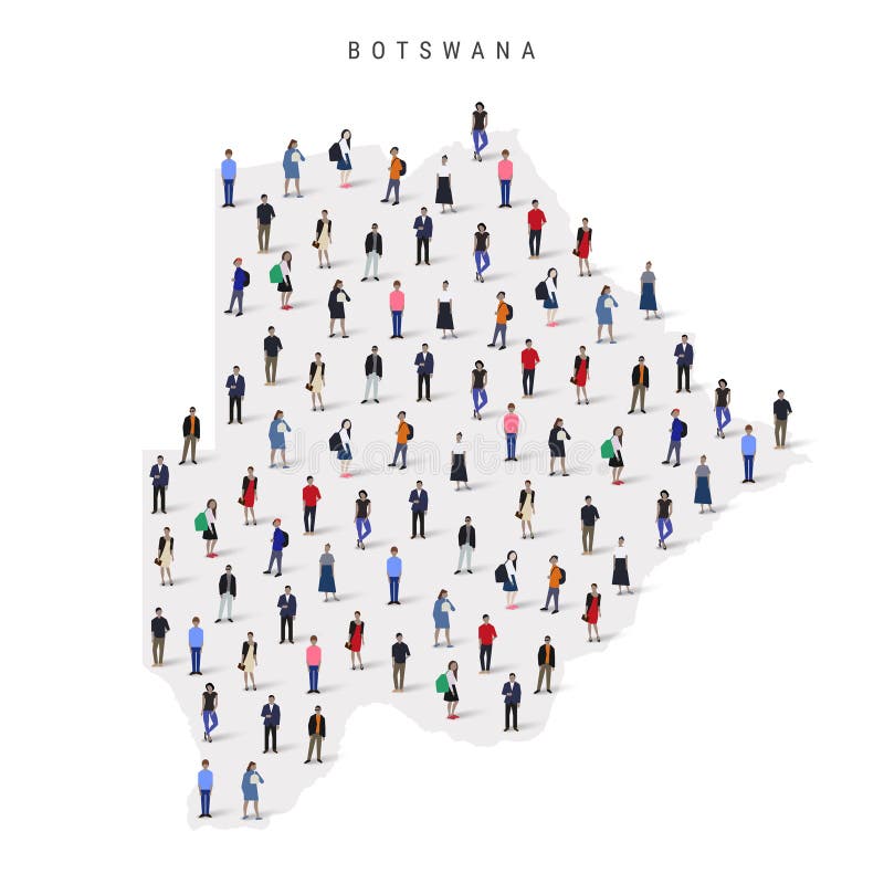 Botswana Population Map. Large Group of People in a Shape of Botswana Map. Flat Vector ...