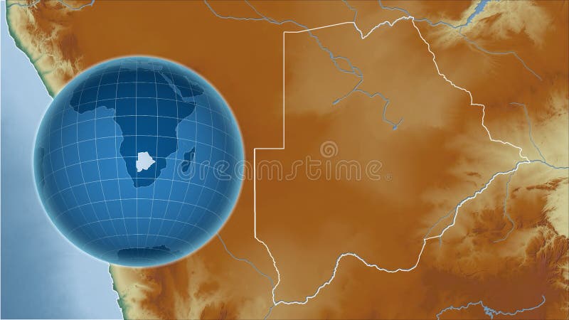 Botswana and Globe. Relief stock video. Video of outline - 247310933
