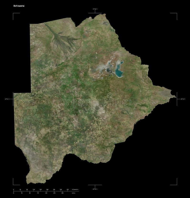 Botswana Shape on Black. High-res Satellite Stock Illustration ...
