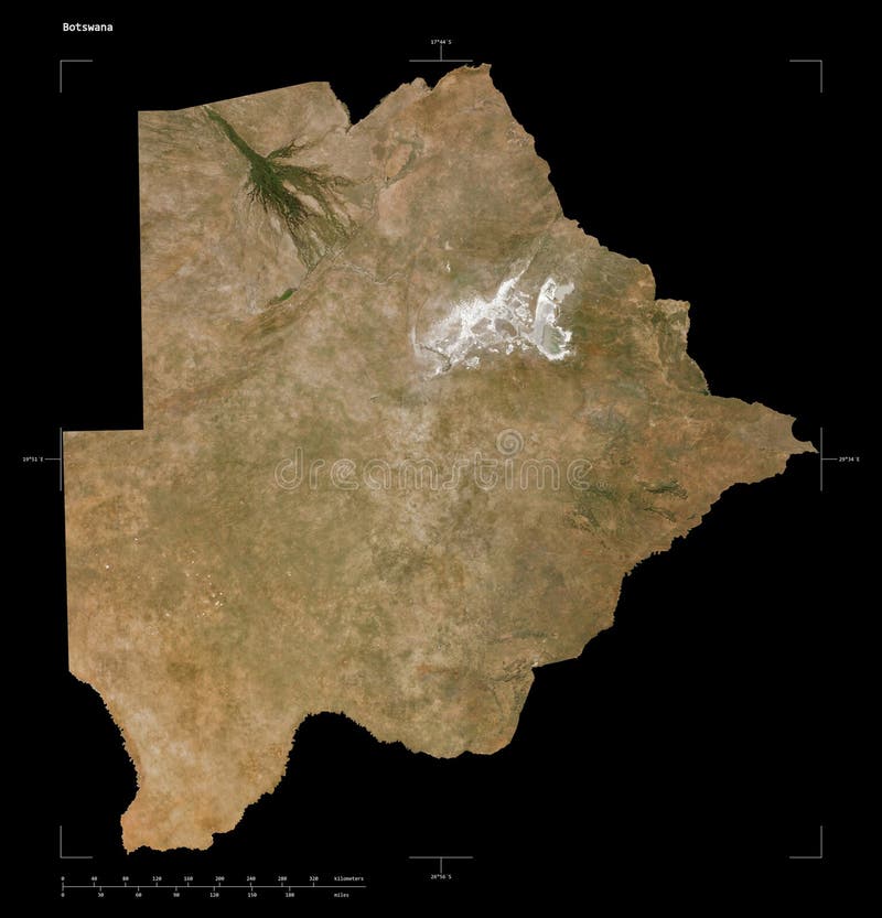 Botswana Shape on Black. Low-res Satellite Stock Illustration ...