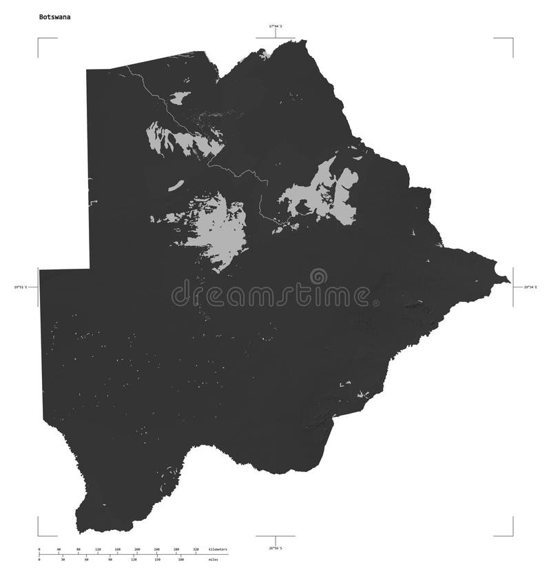 Botswana Shape on White. Grayscale Stock Illustration - Illustration of ...