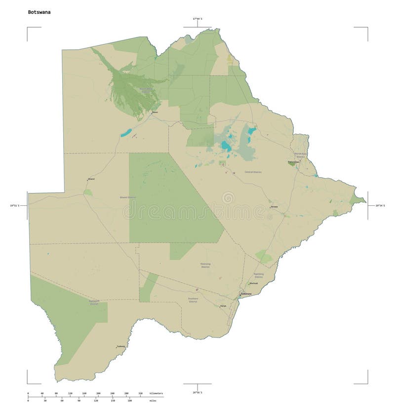 Botswana Shape on White. Topo Humanitarian Stock Illustration ...