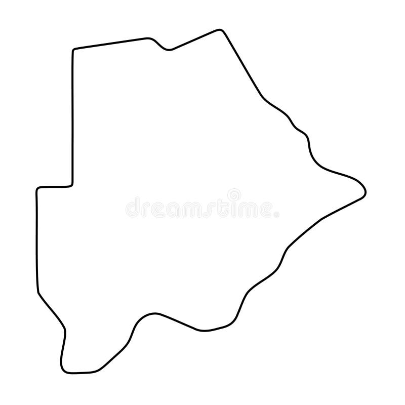 Botswana Simplified Vector Outline Map Stock Vector - Illustration of ...