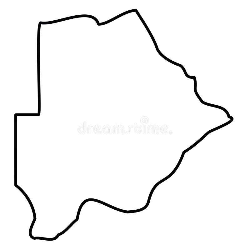 Botswana - Solid Black Outline Border Map of Country Area. Simple Flat ...