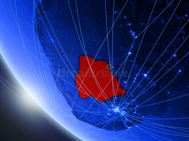Botswana from Space with Network Stock Illustration - Illustration of ...