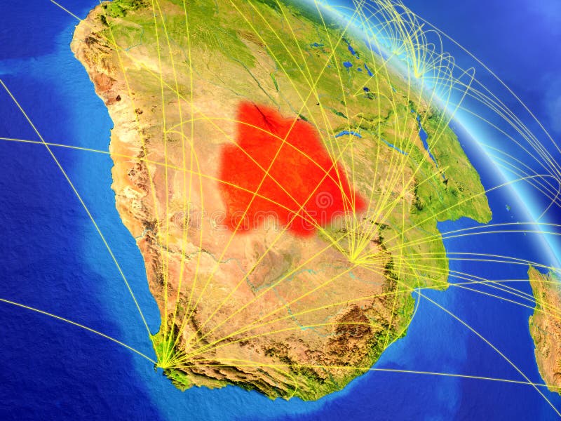 Botswana from Space with Network Stock Illustration - Illustration of ...