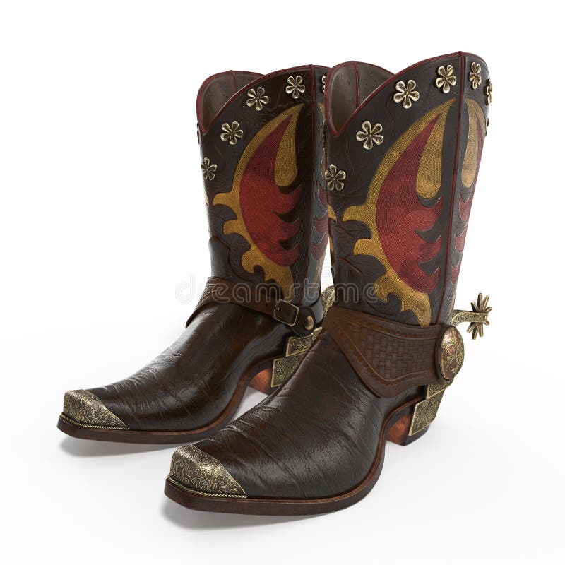 Bottes En Cuir Traditionnelles De Cowboy Américain De Rodéo Avec Les ...