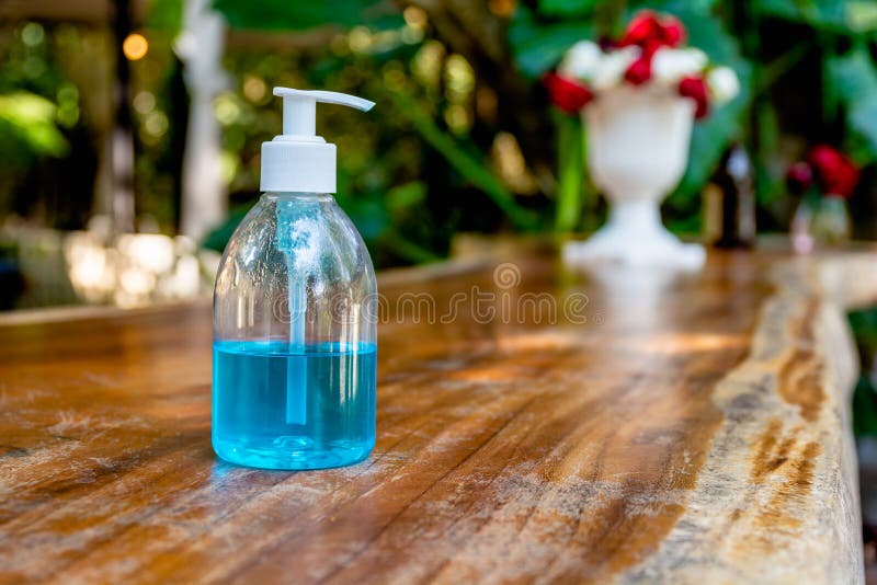 Bottle of Alcohol Hand Gel at Restaurant for Cleaning Hand Stock Image ...