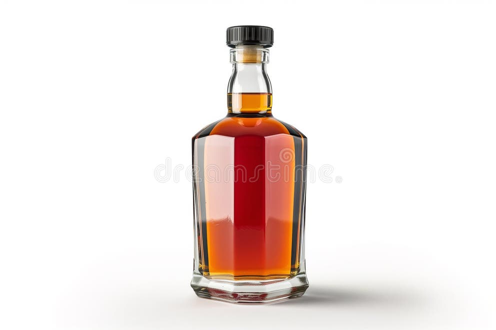 Bottle of Alcohol on White Background Stock Photo - Image of drink ...