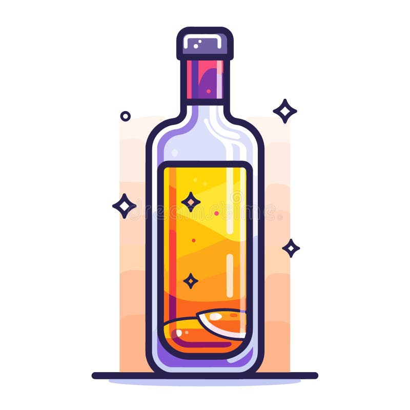 Bottle of Alcoholic Drink. Vector Illustration in Flat Design Style ...