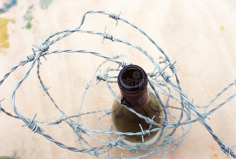 Bottle barbed wire stock photo. Image of scene, artist - 52104146