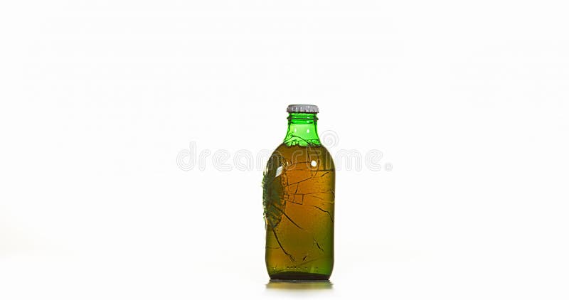 Bottle of Beer Breaking and Splashing Against White Background Stock ...
