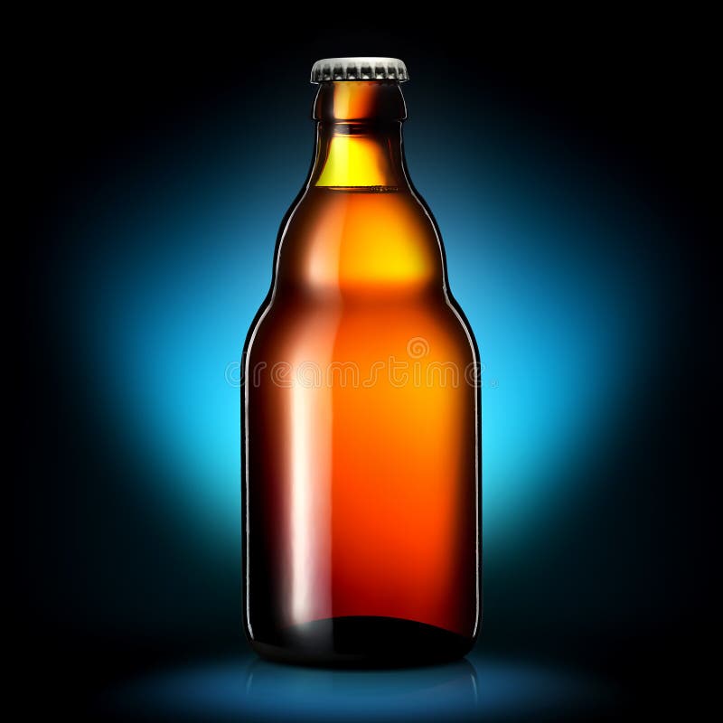 Bottle of Beer or Cider on Dark Blue Background Stock Image - Image of ...