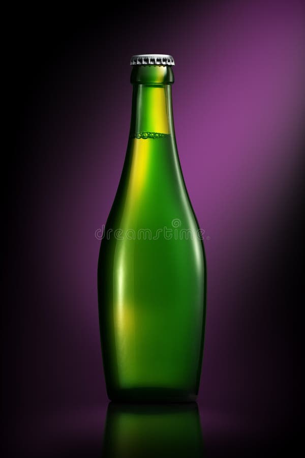 Bottle of Beer or Cider on Violet Background Stock Photo - Image of ...