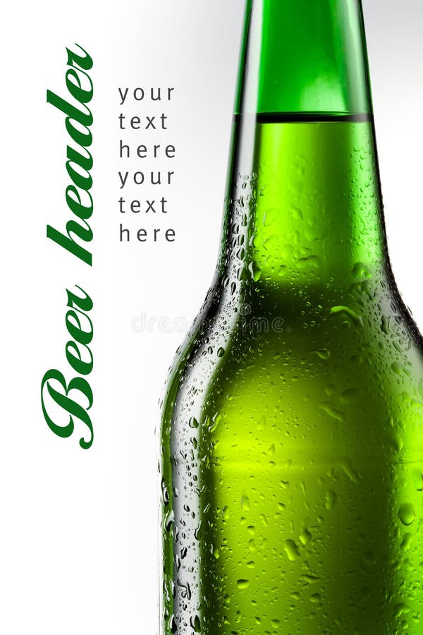 Bottle of Beer with Drops Isolated on White Stock Image - Image of drop ...
