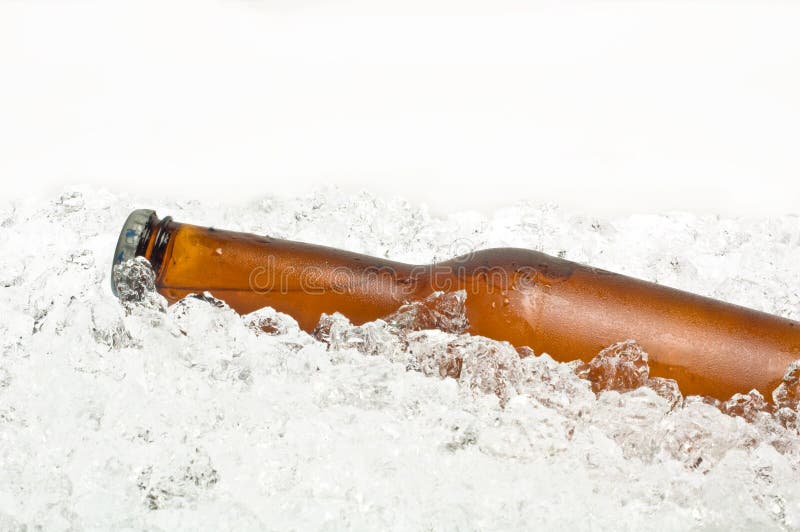 Bottle of beer on ice. stock image. Image of alcohol, crushed - 4763605