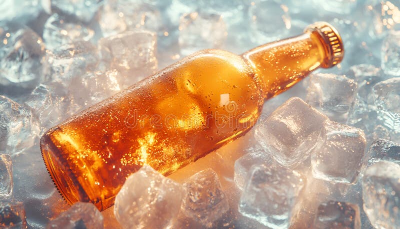 Bottle of Beer in Ice Cubes Stock Image - Image of full, germanic ...