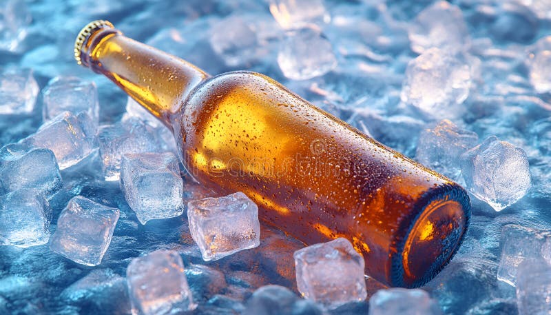 Bottle of Beer in Ice Cubes Stock Photo - Image of tumbler, thirst ...