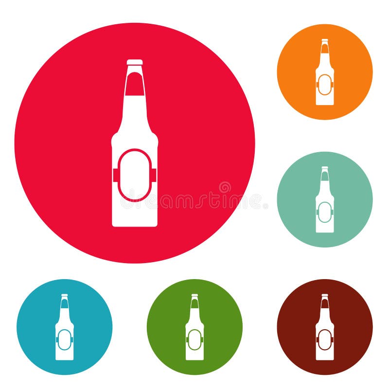 Alcohol In A Bottle Circle Icons Stock Vector - Illustration of circle ...