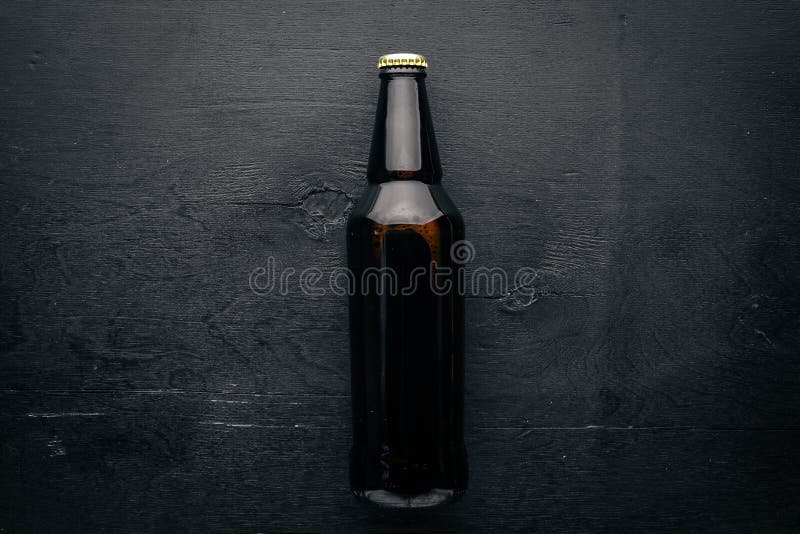 A bottle of beer. Top view stock photo. Image of closeup - 173869004