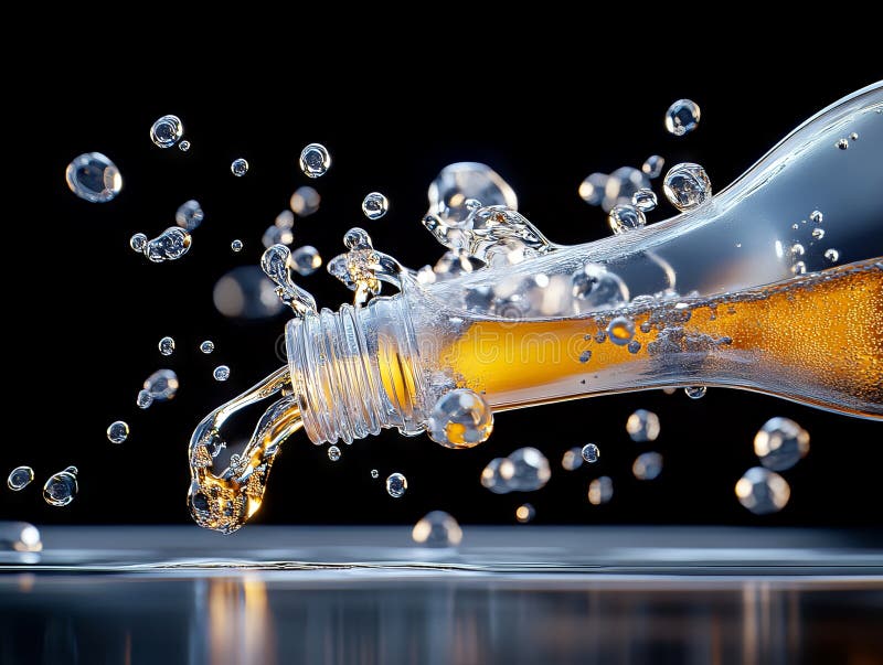 A Bottle of Beer with Water Splashing Out of it Stock Image - Image of ...