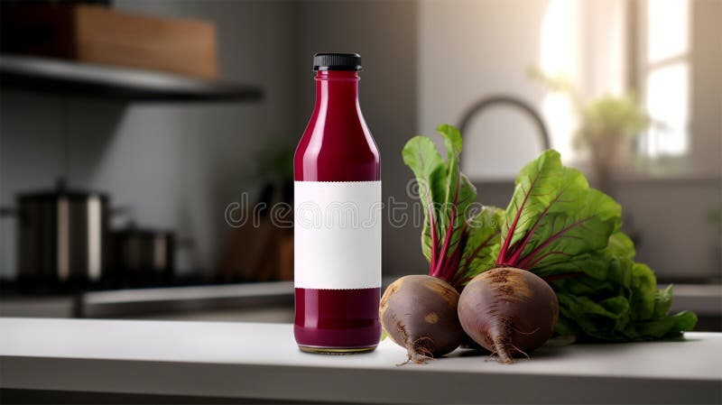 A Bottle of Beet Juice and Fresh Beets on the Table Stock Photo - Image ...