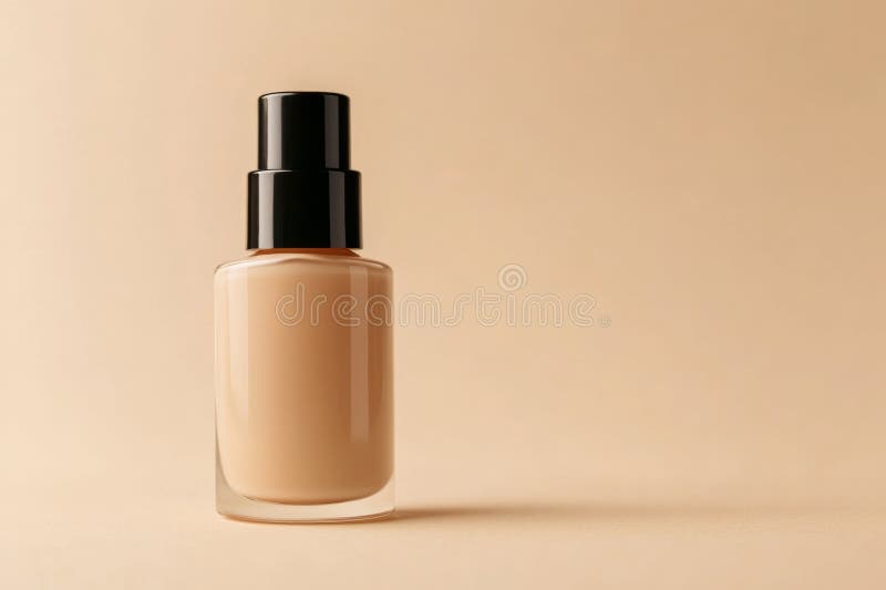 Clear Beige Foundation Bottle on a Soft, Warm Background, Showcasing ...