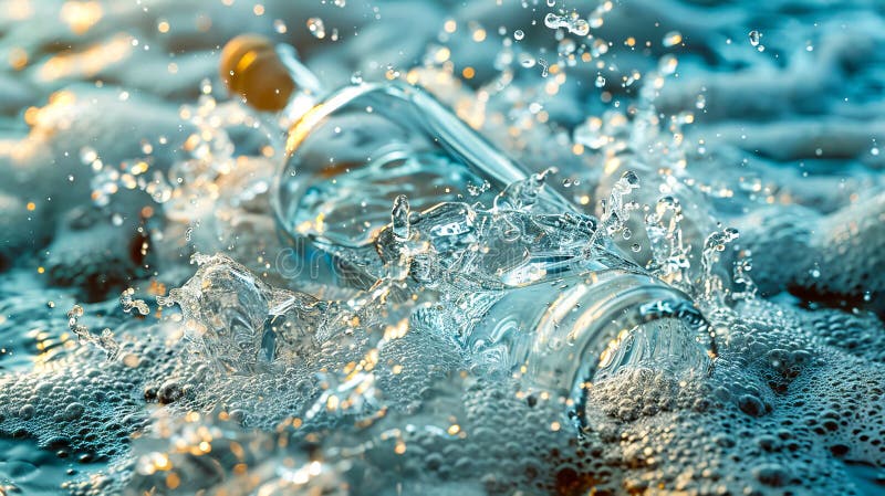 A Bottle is Being Smashed into the Water Stock Photo - Image of liquid ...