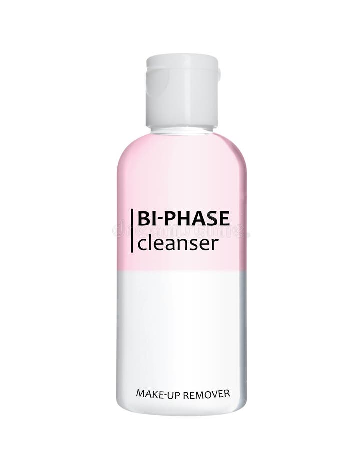 Bottle of Bi-phase Makeup Remover Isolated on White Stock Image - Image ...