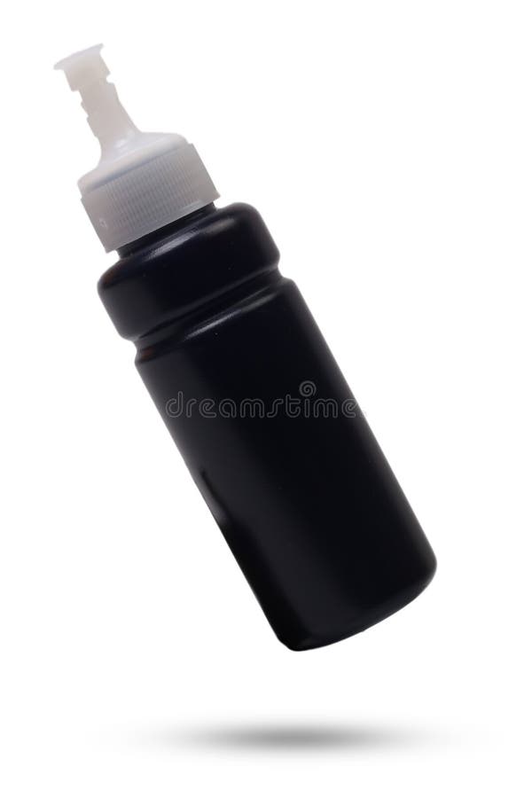 Bottle of Black Ink for Inkjet Printer Isolated on White Background ...