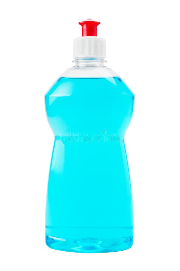 Bottle of Blue Dish Washing Liquid Isolated Stock Photo - Image of ...