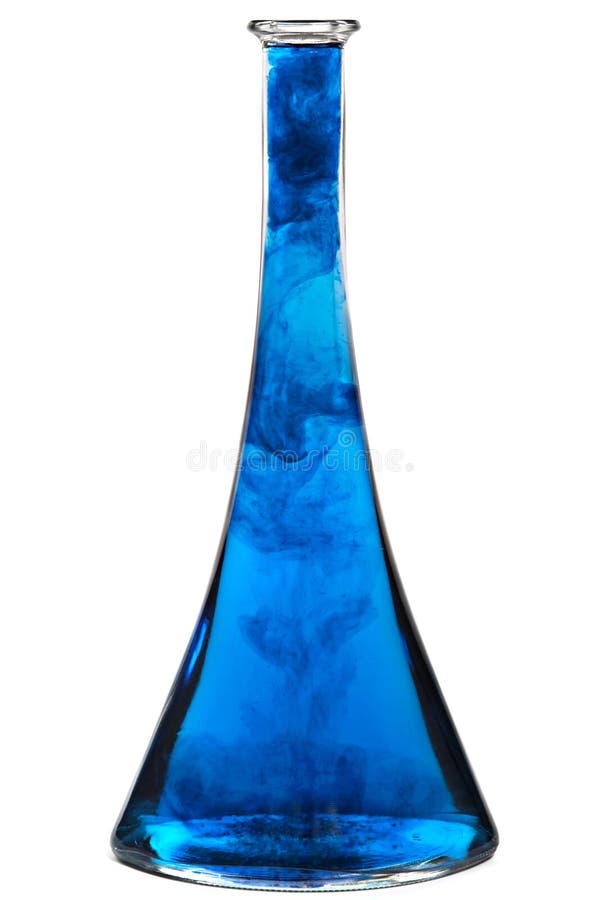 Bottle with blue liquid stock image. Image of focus, transparent - 11867743
