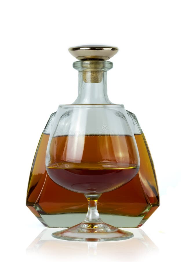 Bottle of Brandy and a Glass Stock Image - Image of scotch, strong ...
