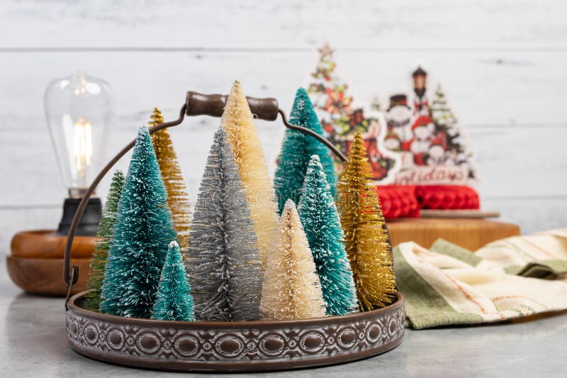 Bottle Brush Christmas Tree Decorations Stock Image - Image of brush ...