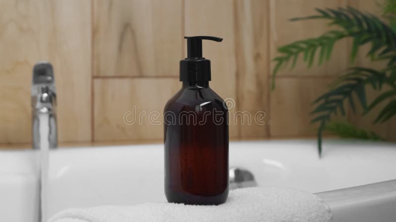 Bottle of Bubble Bath on Tub Indoors Stock Photo - Image of clean ...