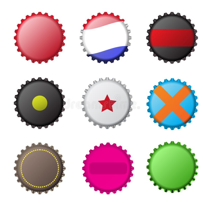 Retro Bottle Cap Designs Set 2 Stock Vector - Illustration of crafts ...