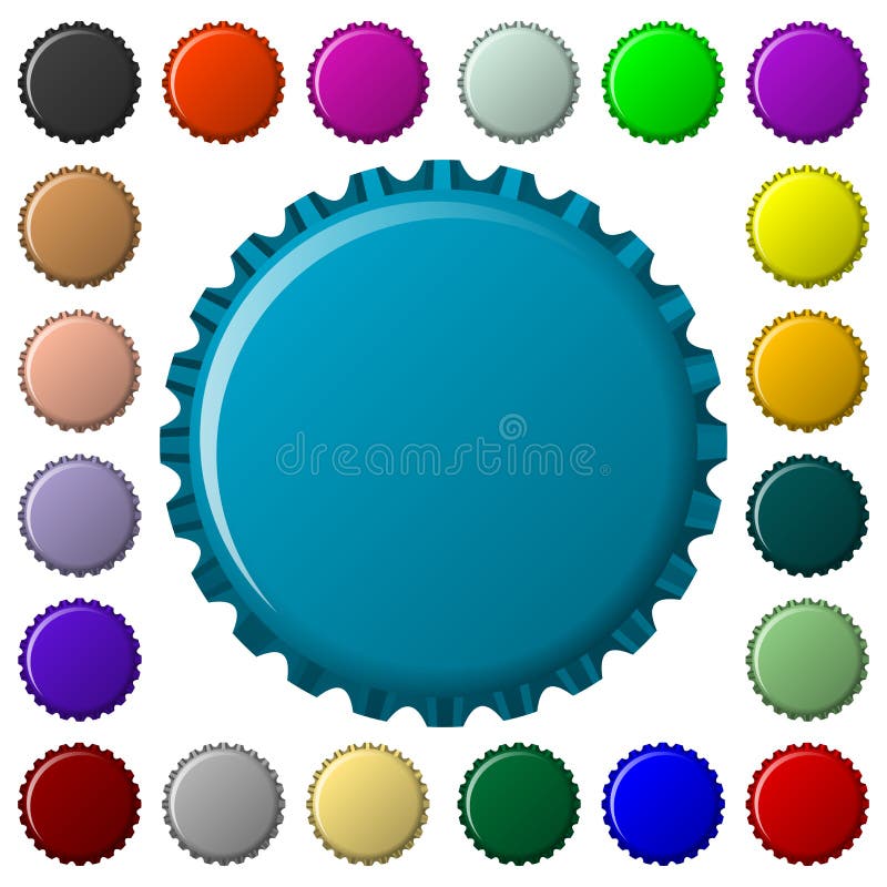 Bottle Caps in Colors Collection Stock Vector - Illustration of grunge ...