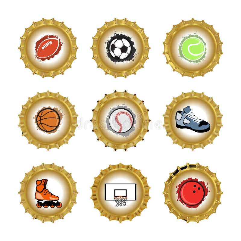 Bottle caps set stock vector. Illustration of football - 10952978