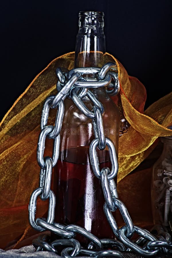 Bottle with chain 4 stock image. Image of transparent - 26168715