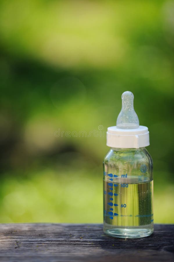 Bottle with Chamomile Tea for Baby Stock Image - Image of plastic ...