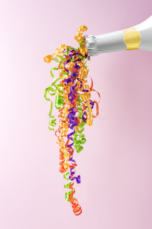 Bottle of Champagne with Streamers Stock Image - Image of ribbon ...