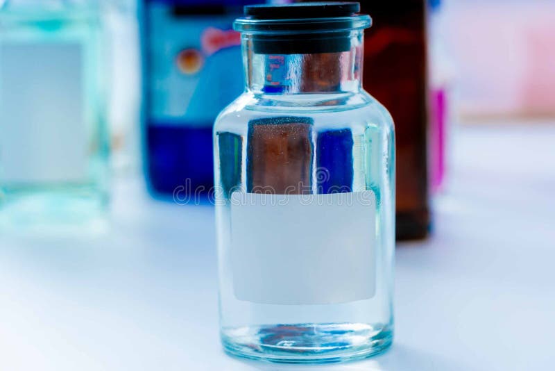Bottle with Chemical Solution in Laboratory Stock Image - Image of ...