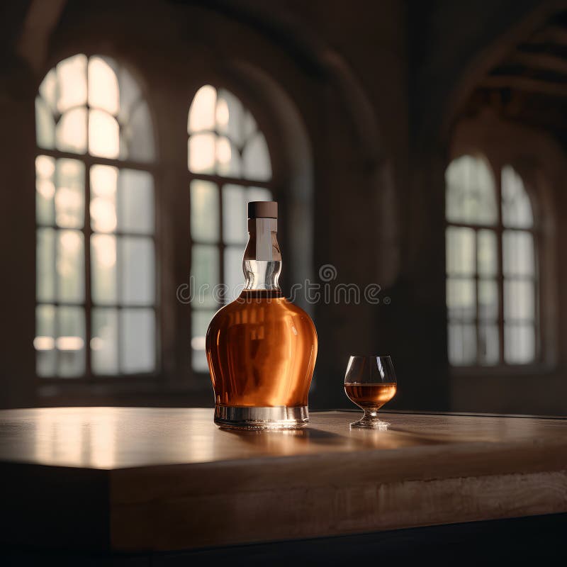 Bottle of Cognac on the Table in Traditional Winery Stock Illustration ...