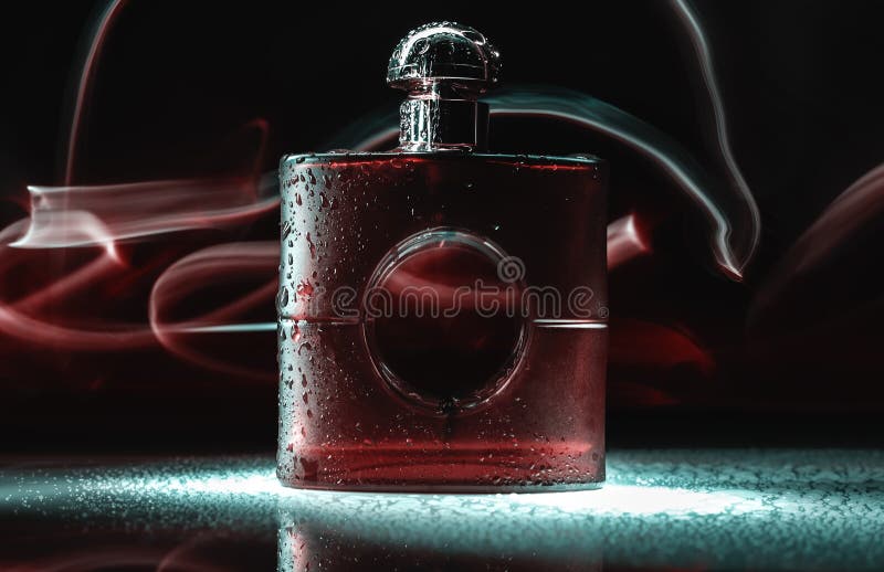 Cologne Perfume on Red Light Background Stock Image - Image of ...