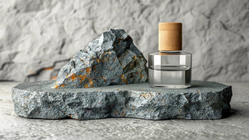 Cologne Bottle on Rock stock image. Image of generative - 312189187