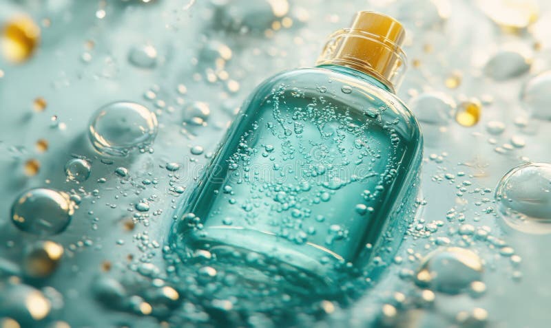 A Bottle of Cologne is Sitting on a Table with Water Droplets ...